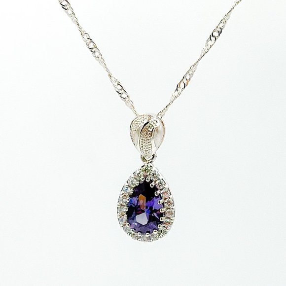 Jewelry | Indigo Rhinestone Pendant Necklace | Poshmark